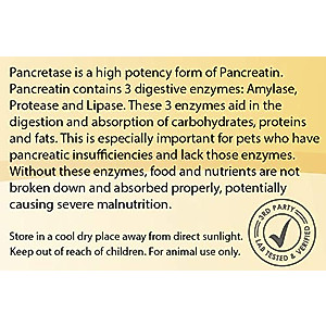 CK Formulations | Pancretase Digestive Enzymes | 10x Pancreatin | Pancreatin for Dogs and Cats | Pancreatic Enzyme | Great for Pets with EPI
