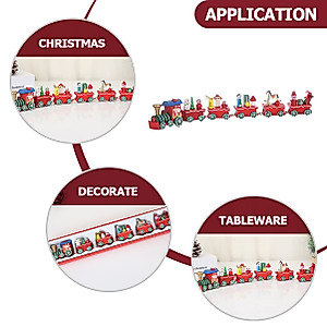ifundom 1 Set Christmas Train Ornaments 2000s Party Decorations Train Centerpiece Decoration Christmas Wood Toy Train Figures Red Decorations Christmas Train Decorations Statue Wooden