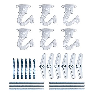 uxcell Ceiling Hooks with Hardware Zinc Alloy White 29x38mm 6Pcs for Hanging Chandeliers Plants