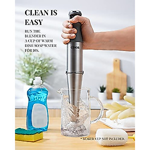 GDOR Scratch Resistance Immersion Blender, Stick Blender with 800 Watts Heavy Duty & Low-Noise DC Motor, Variable Speed Hand Blender for Soups, Sauces, Smoothies, Baby Food, Titanium Blades, BPA-Free
