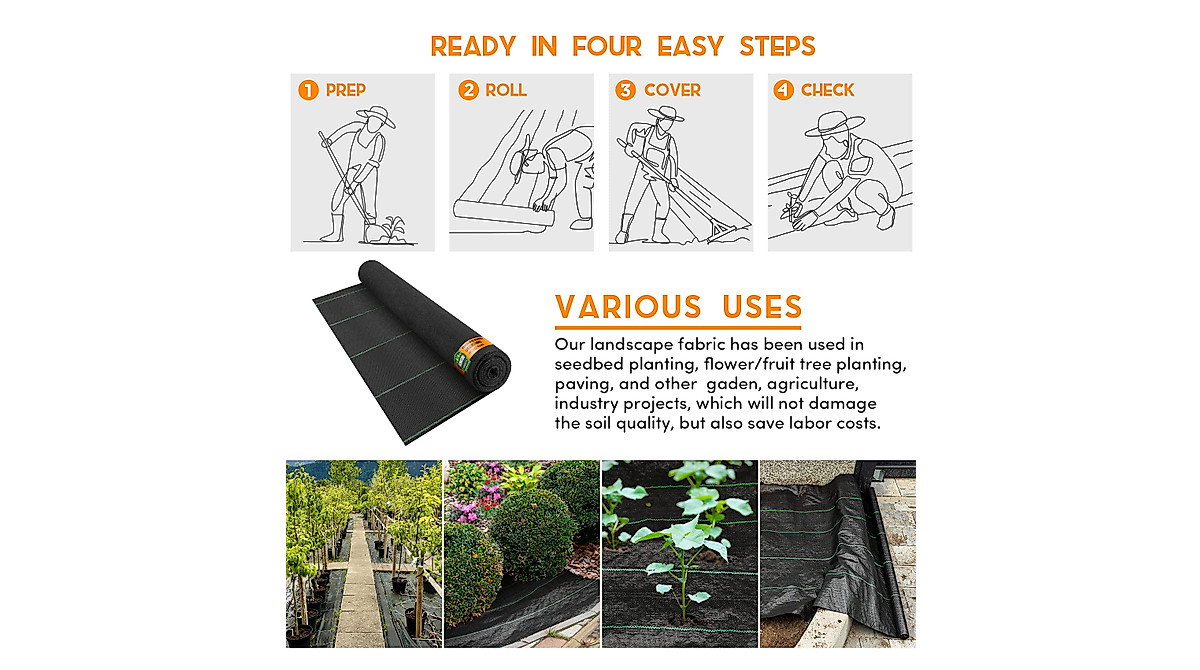 LAVEVE Weed Barrier - Durable Landscape Fabric 3x100FT