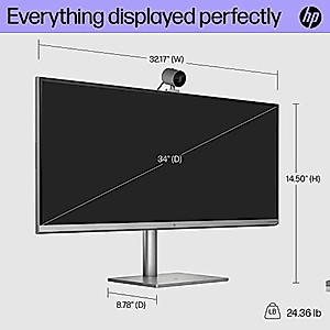 HP Envy 34 inch All-in-One Desktop PC, WUHD Display, Intel Core i5-12400, 16 GB RAM, 512 GB SSD, NVIDIA GeForce GTX 1650 Graphics, Windows 11 Home, 34-c1010 (2023),Silver