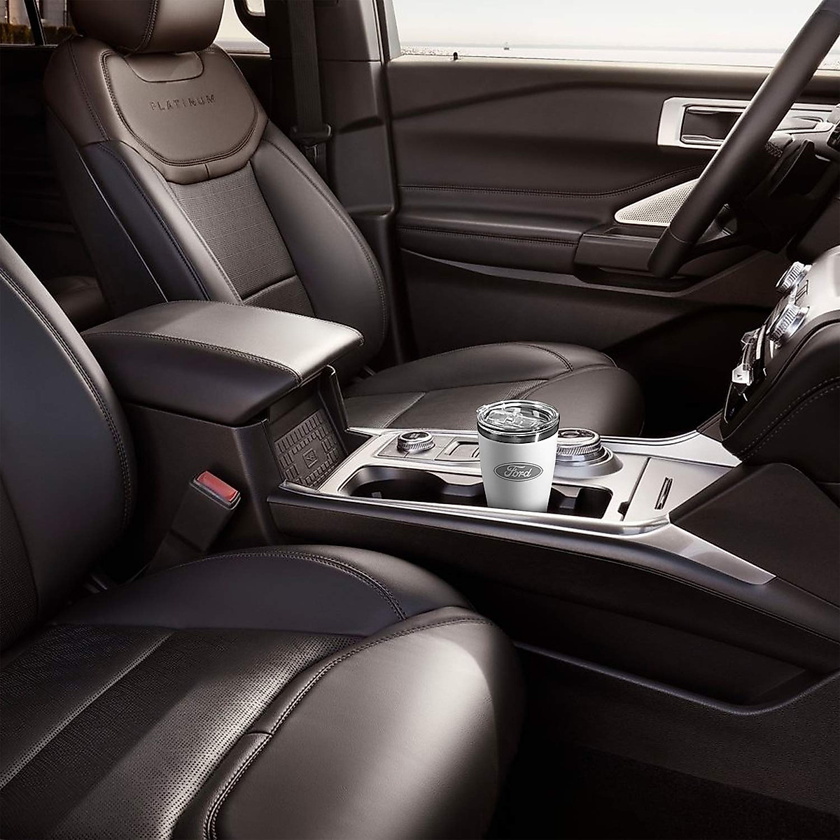 iPick Image Made for Ford Built-Ford-Tough Laser Etched Logo White Stainless Steel Travel Tumbler Mug