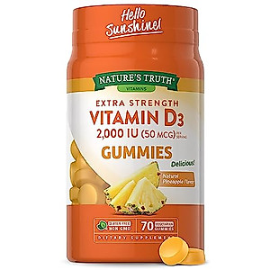 Vitamin D3 Gummies | 2000 IU | 70 Count | Pineapple Flavor | Vegetarian, Non-GMO and Gluten Free Supplement | by Nature's Truth