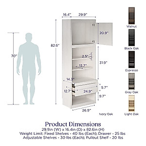 Signature Sleep Paramount Full Wall Bed & 2 Side Cabinet Bundle in Gray Oak