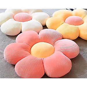 ELONEL flower pillow, flower shaped throw pillow butt cushion flower floor pillow, office seat cushion, tatami car cushion cute room decoration and living room sofa cushion (14.9inch, Cream)