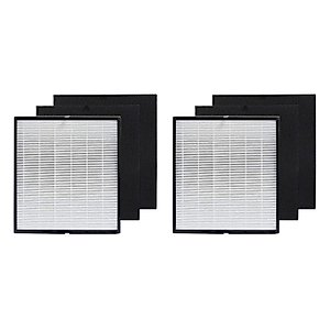 PUREBURG FLT5900 Replacement Filter Set Compatible with GermGuardian AC5900WCA Air Purifier Filter J,2-Pack H13 HEPA +Activated Carbon Pre-Filters x 4