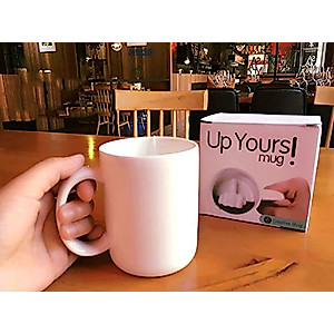 Up Yours Mug Thumbs Up Ceramic Middle Finger Coffee Cup 14 Ounces Milk Tea Funny Coffee Gift Mug for New Year, Christmas, Halloween and Birthday