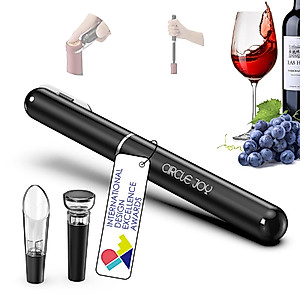 CIRCLE JOY Air Pump Wine Bottle Opener Set, Efficient Cork Remover With Foil Knife, Wine Pourer, Vacuum Stopper, Portable Mini Corkscrew Wine Opener for Home Travel Outdoor, Present for Wine Lovers
