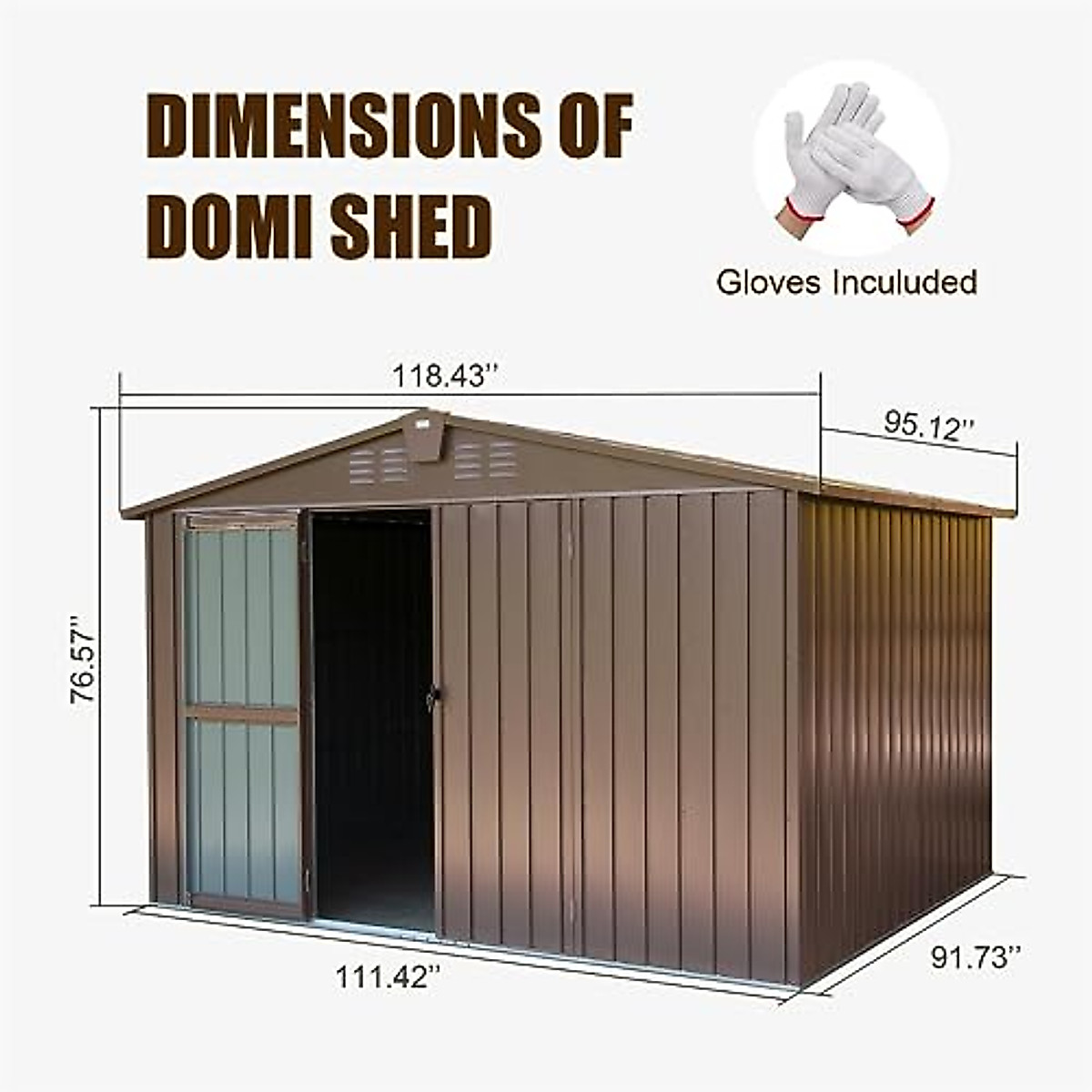 UBGO Large Metal Storage Shed,10x8ft Sheds & Outdoor Storage,Patio Storage Cabinet with Lockable Door,Tool Cabinet with Vents Steel Garden Tool Shed for Patio,Lawn to Store Bikes,Tools,Lawnmowers,Gray