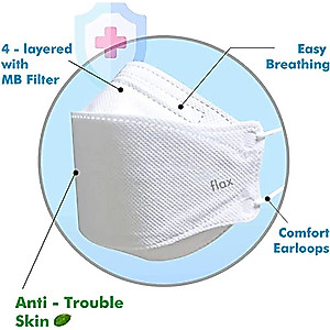 KN FLAX - Face Protective Mask (White) [Made in Korea] [10 Individually Packaged] 4-Layers Premium KF94 Certified Safety Mask for Adult [English Packing]