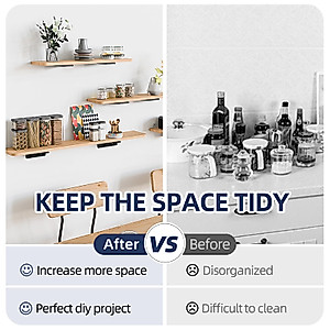 Starunder 6 Pack Floating Shelf Brackets, 6 Inch Heavy Duty Industrial Shelf Bracket, Black Metal L Brackets for Shelves Support DIY(1/5 Inch Thicked)