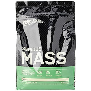 Optimum Nutrition Serious Mass Weight Gainer Protein Powder Vitamin C Zinc and Vitamin D for Immune Support Vanilla 12 Pound (Packaging May Vary)