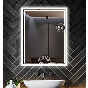 Msrorriw 24 x 32 Inch Bathroom Mirror with Lights for Wall Large Anti-Fog Led Lighted Wall-Mounted Vanity Mirrors Dimmable Back-lit Makeup Mirror (24" x 32", Rectangle)
