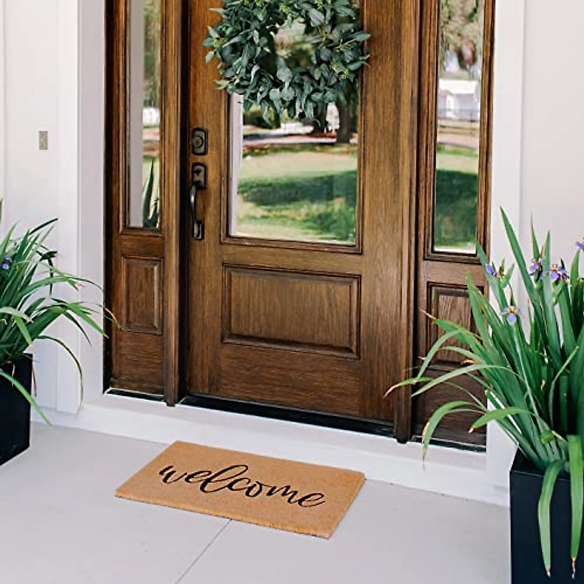 THEODORE MAGNUS Natural Coir Doormat with Non-Slip Backing - 17 x 30 - Outdoor/Indoor - Welcome Mats - Welcome - COIR-1730-15-122