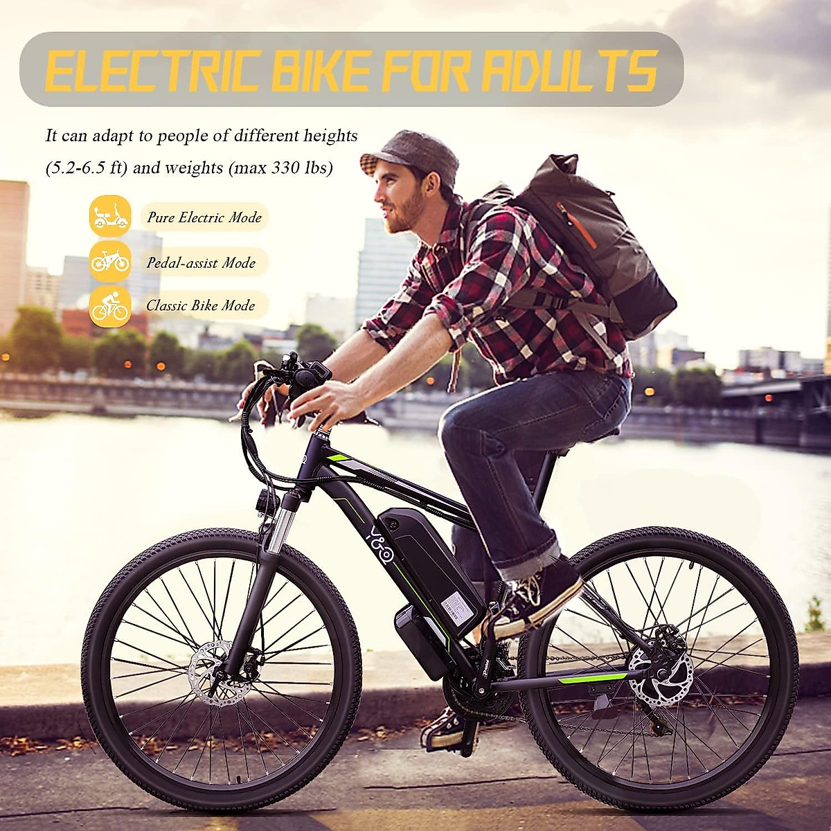 Y&Q Electric Bike for Adults, 750W Ebike, 27.5'' Electric Mountain Bike, 32MPH 48V 13AH Battery Electric Bicycle, LCD Display, Shimano 7, Phone Mount with USB Port for Mountain Beach Snow Commute