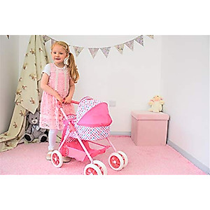 Kookamunga Kids Unicorn Reversible Doll Pram with Diaper Bag. for Kids Aged 3+ Fits Dolls up to 18". Doll not Included.