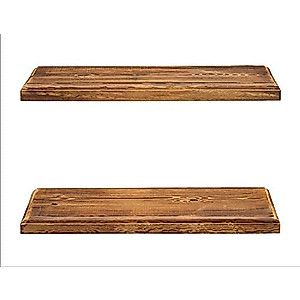 Mark One Home Goods Rustic Farmhouse 2 Tier Floating Shelf - Routed Edge (Burnt Walnut, 2 Tier - 24" Length, 6" Width)