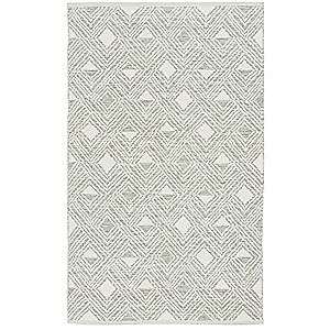 SAFAVIEH Montauk Collection 3' x 5' Light Green / Ivory MTK614G Handmade Cotton Area Rug