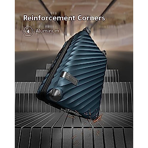 PC Blue Carry On Luggage 22x14x9 - Expandable Hard Shell Suitcase with Spinner Wheels