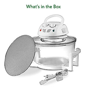 NutriChef Air Fryer, Halogen Infrared Convection Oven - Large 13 Quart Glass Air Fryer, Oil-Free Quick Healthy Meals Multicooker with Time & Temperature Controls, Roast, Fry, Toast or Crisp