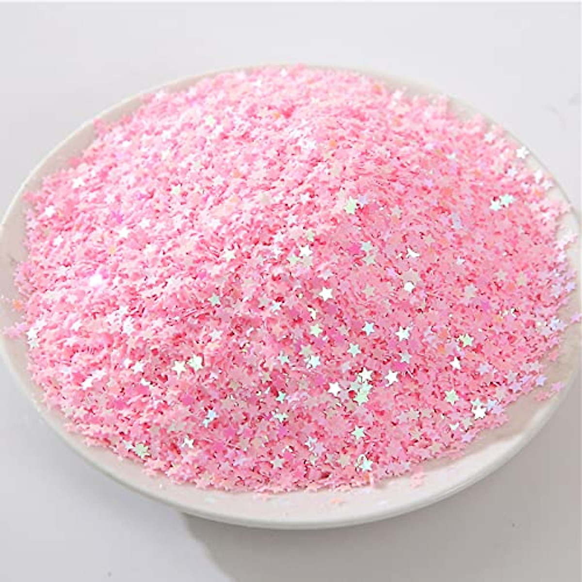 Art Craft Glitter, Star Shape Glitter Confetti for Handcrafts, Home Decoration DIY Cards, Party Festival, Nail Art- 0.35oz (10g) (Pink)