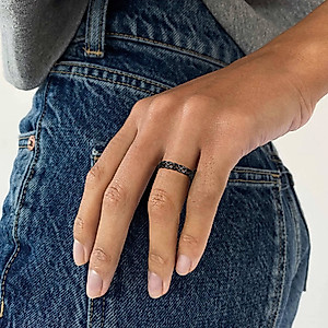 ChicSilver 4mm Black Celtic Knot Ring for Women 925 Sterling Silver High Polished Engagement Wedding Band Size 7