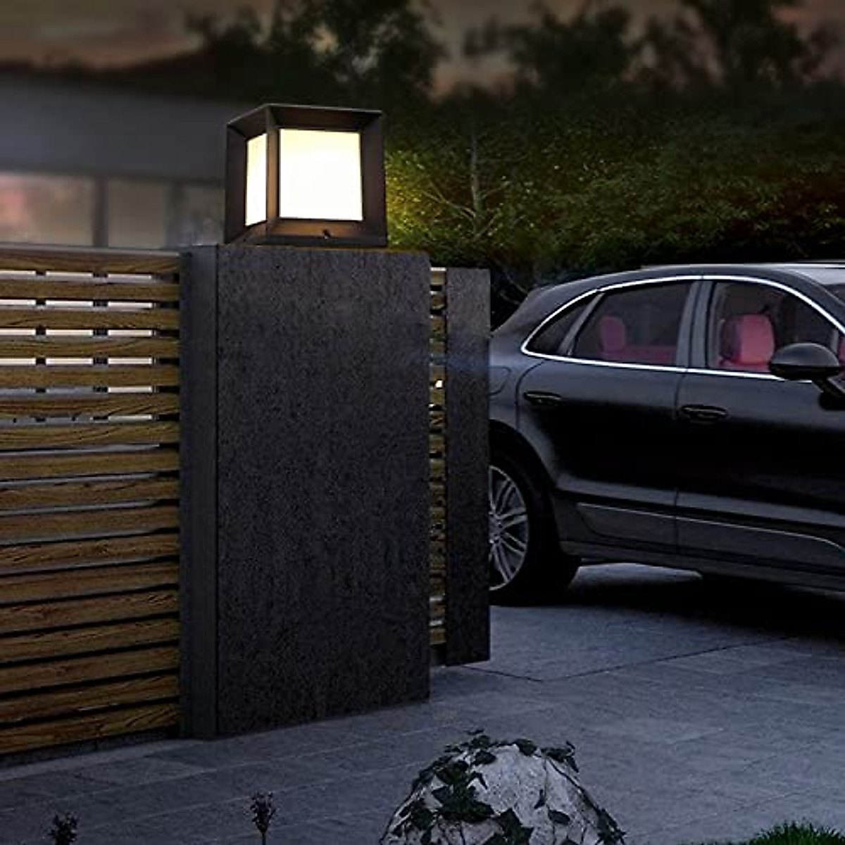 GPNFGTL Outdoor Pillar Light Square External Waterproof Column Light Modern Energy Saving Pilliar Light IP55 Rustproof Aluminum Patio Post Light Fixtures E26 Column Lamp for Porch Garden Garage