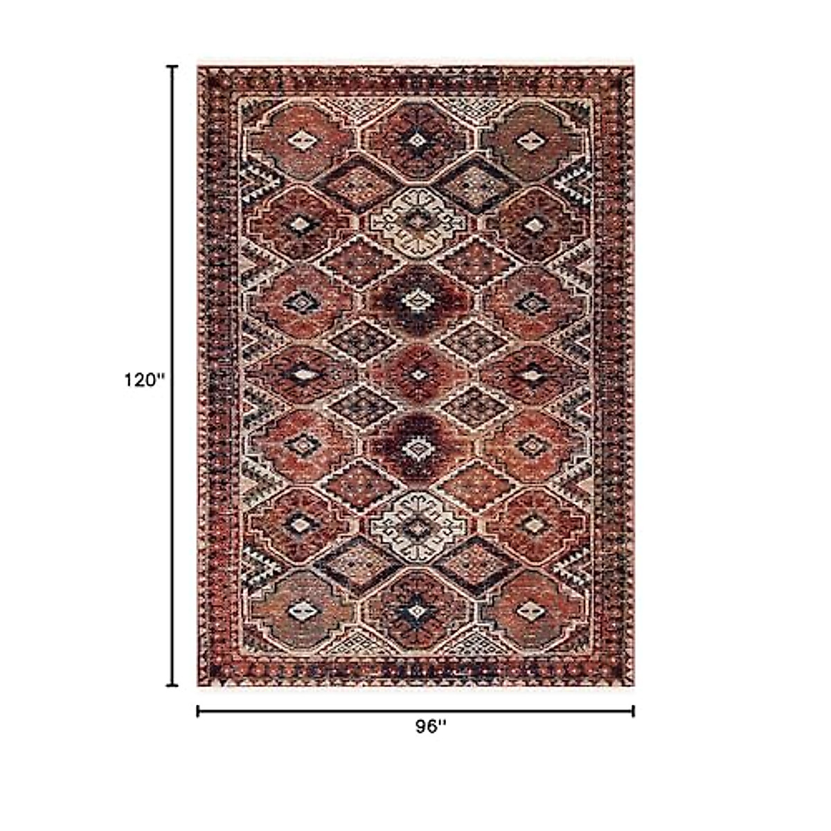 SAFAVIEH Herat Collection Area Rug - 8' x 10', Rust & Creme, Traditional Distressed Design, Non-Shedding & Easy Care, Ideal for High Traffic Areas in Living Room, Bedroom (HRT315A)