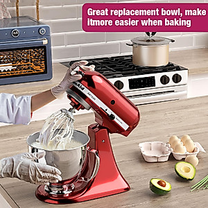 5 QT Stainless Steel Mixer Bowl for Kitchenaid Stand Mixers, Kitchen Aid Mixing Bowl for 4.5-5 QT Tilt-Head Mixer with Handle