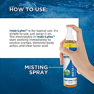 BEAM MINERALS Insta-Lytes Cramp-Relief Electrolyte Misting Spray | Natural Liquid Electrolytes | Micronutrients Supplement for Cramping, Muscle Aches, and Rash Relief