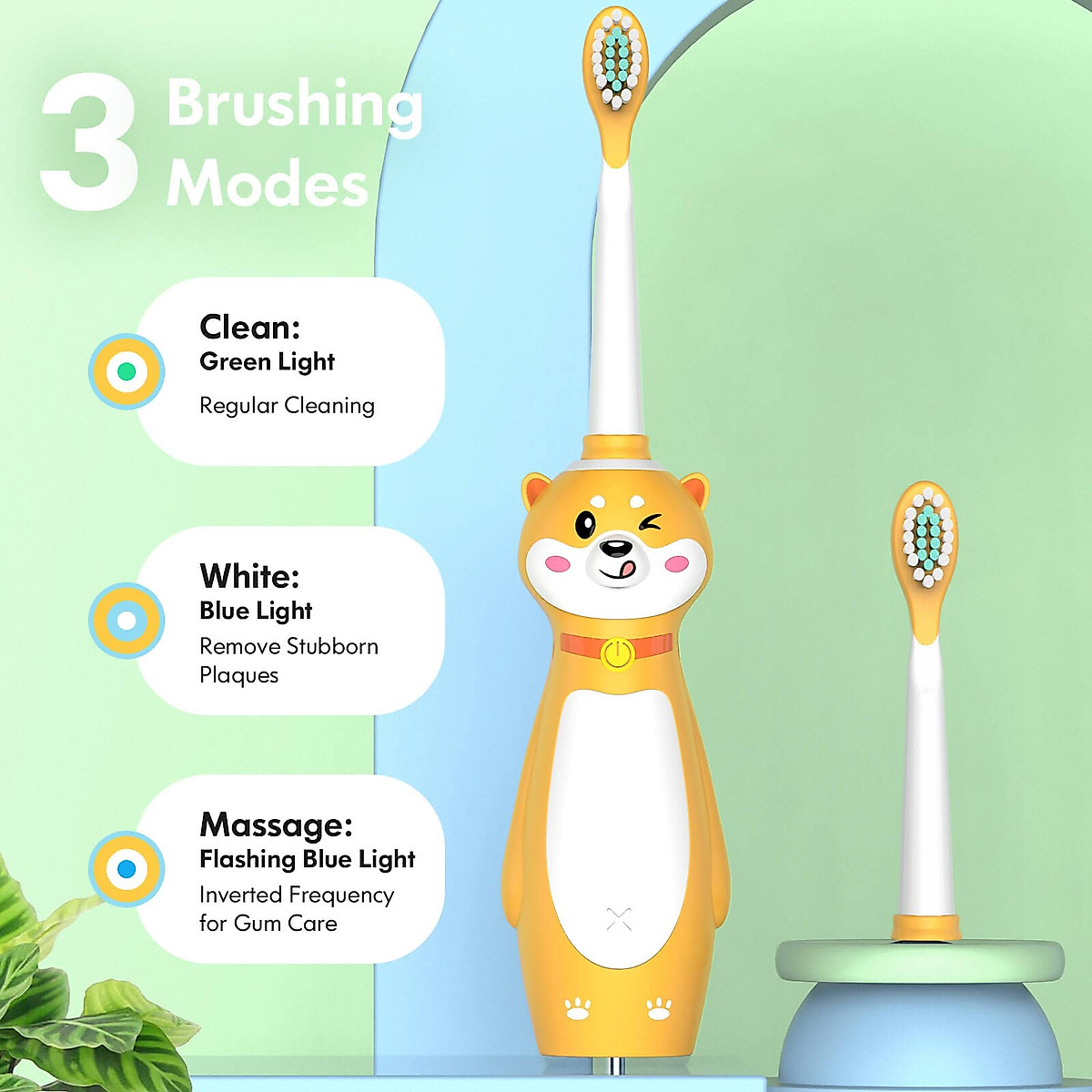 DADA-TECH Baby Electric Toothbrush Blue Ages 0-3 Years, Kids Electric Toothbrush Rechargeable Yellow Ages 3+