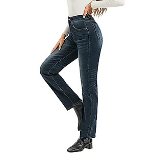 MetHera Women's Rolla Vintage High Rise Stretch Straight Leg Jeans (10, San Diego)