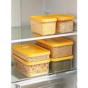 Naranqa Food Storage Containers Bins 1.5 Cup Mini Vegetable Organizer with Lid Clear Fridge Crisper Keep Food Fresh Kitchen Organizer Bins (Yellow 2pack-MINI)