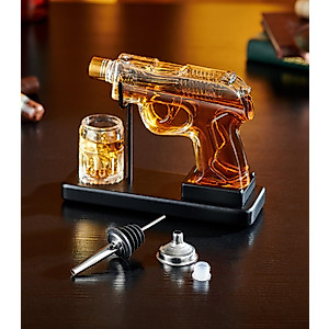 Birthday Gifts for Men Dad, Kollea Gun Whiskey Decanter Sets for Men - Shot Glass, Funny Christmas Gift Ideas for Him Boyfriend Brother, Liquor Dispenser for Bar, Anniversary, Veteran Military Present