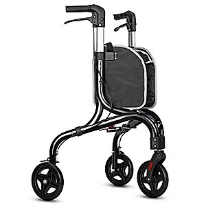 Planetwalk Premium 3 Wheel Rollator Walker for Seniors - Ultra Lightweight Foldable Walker for Elderly, Aluminum Three Wheel Mobility Aid, Black