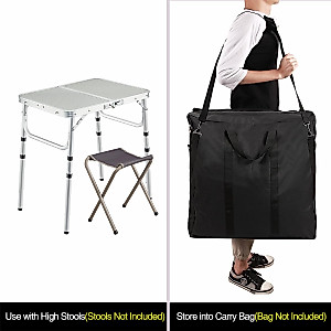 REDCAMP Small Camping Table 2 Foot, Portable Aluminum Folding Table Adjustable Height Lightweight for Picnic Beach Outdoor Indoor, White 24 x 16 inch (3 Heights)