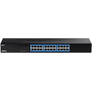 TRENDnet 24-Port Gigabit Switch, TEG-S25, 24 x Gigabit RJ-45 Ports, 48Gbps Switching Capacity, Fanless Design, Metal Enclosure, Internal Power Supply, Lifetime Protection, Black