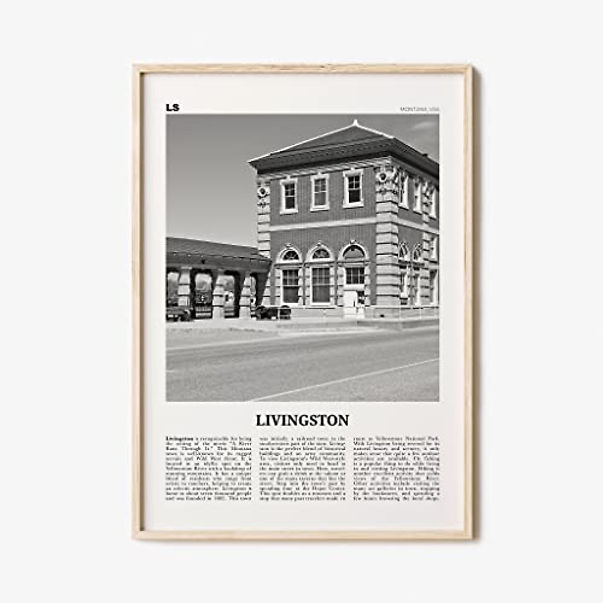 Livingston Print Black and White, Livingston Wall Art, Livingston Poster, Livingston Photo, Livingston Décor, Livingston Map, Montana, USA