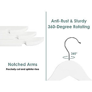 StorageWorks White Wooden Hangers, 10 Pack Slim Natural Wood Hangers, Premium Solid Wood Clothes Hanger for Tank Top, T-Shirt, Strap Dress