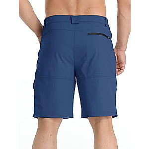 TACVASEN Mens Hiking Cargo Shorts Outdoor Casual Ligtweight Quick Dry Water Resistat Breathable Fishing Camping Shorts Blue, 36