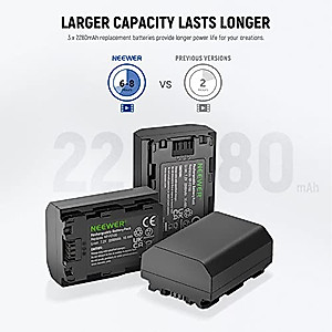 NEEWER NP-FZ100 Replacement Battery and Charger Set, 3 Pack 2280mAh NP-FZ100 Battery&Triple Slot USB Charger Compatible with Sony A1, A9, A9 II, A7R IV, A7S III, A7 III, A7 IV, A6600, A7C
