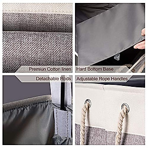 FairyHaus Laundry Basket-2Pack, Freestanding Laundry Hamper with Support Rods & Easy Carry Handles, Fabric Dirty Laundry Hampers Baskets for Clothes Storage Gray 65L