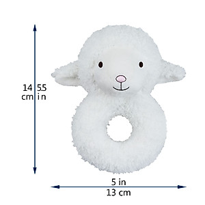 Doindute Baby Lamb Soft Rattle Toy, Sheep Plush Infant Shaker Rattle Easy-Grasp Stuffed Animal Toy, Gifts for Newborns Babies Toddlers Boys Girls, White, 5.5 Inches