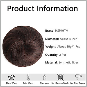 HSPJHTM 2 PCS Hair Bun Extensions Wig Accessory Updo Hairpieces Curly Wavy Hair Scrunchies Updo Hair Pieces Bun Extension Ponytail Messy for Women Girls - Chestnut Brown