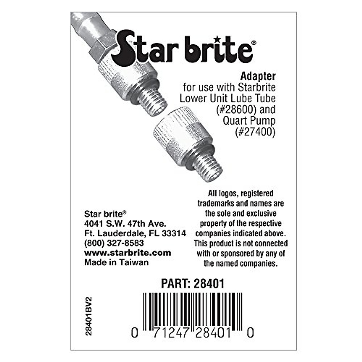 STAR BRITE Lower Unit 8 MM Adapter Fitting for Nissan, Yamaha, Tohatsu, Mecury (028401)