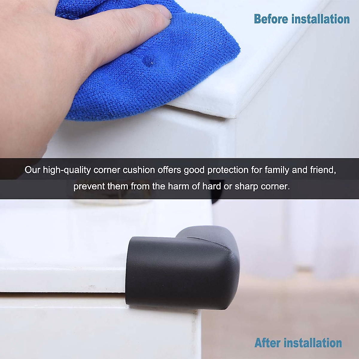 uxcell Foam Furniture Table Desk Edge Cover Pads Protector Corners Cushion Bumper Guard Black