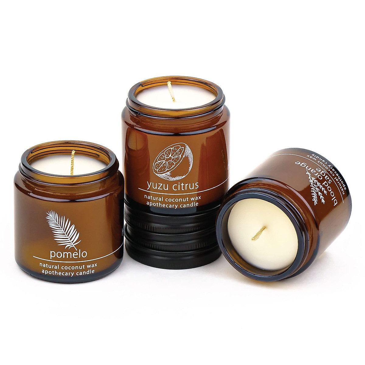 Hemlock Park Apothecary Candle Trio | Gift Set of Three 4 oz Candles Handcrafted with Natural Coconut Wax (Citrus | Pomelo, Yuzu, Blood Orange Sage)
