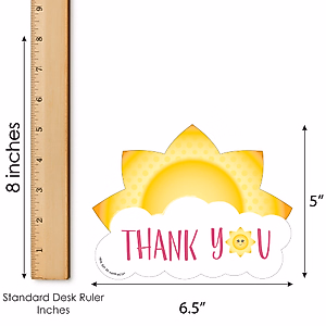 Big Dot of Happiness You Are My Sunshine - Shaped Thank You Cards - Baby Shower or Birthday Party Thank You Note Cards with Envelopes - Set of 12
