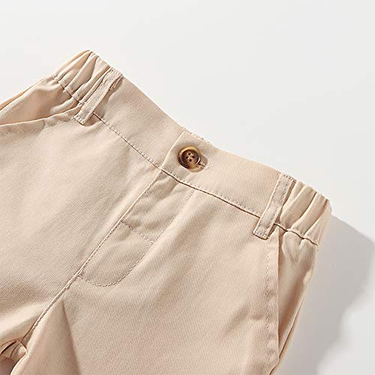 Kimocat Baby Boy Shirt and Tie Sets Long Sleeve Woven Top+ Bowknot+ Shorts with Suspender Straps Outfits (12/18Month, Green)